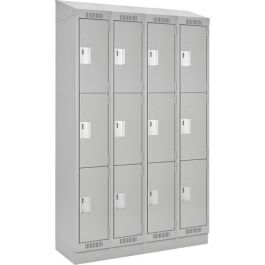 Clean Line Triple Tier Steel Lockers - 48" x 18" x 82" - Grey, Rivet.